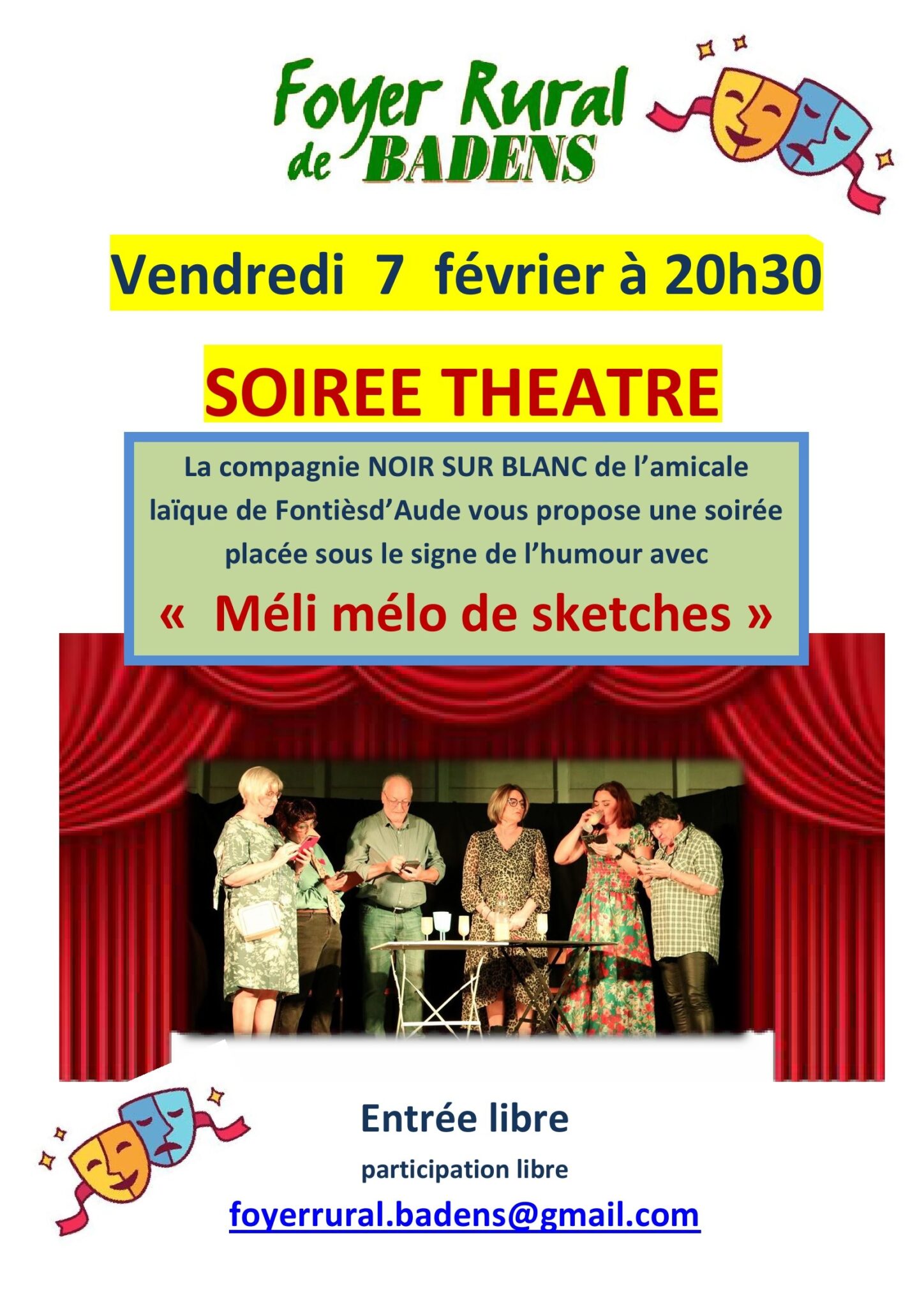 SOIREE THEATRE AVEC LE FOYER RURAL LE 07 FEV 2025 - BADENS